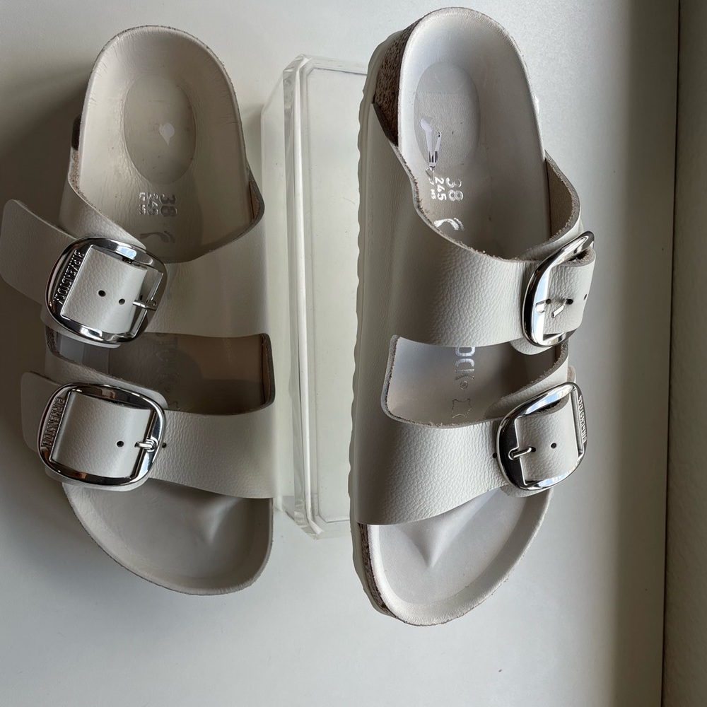 Birkenstock Arizona Big Buckle Slide Sandal White Lea… - Gem